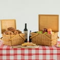 Woodchip Picnic Storage Basket with Cover and Movable Handles - Walmart.com