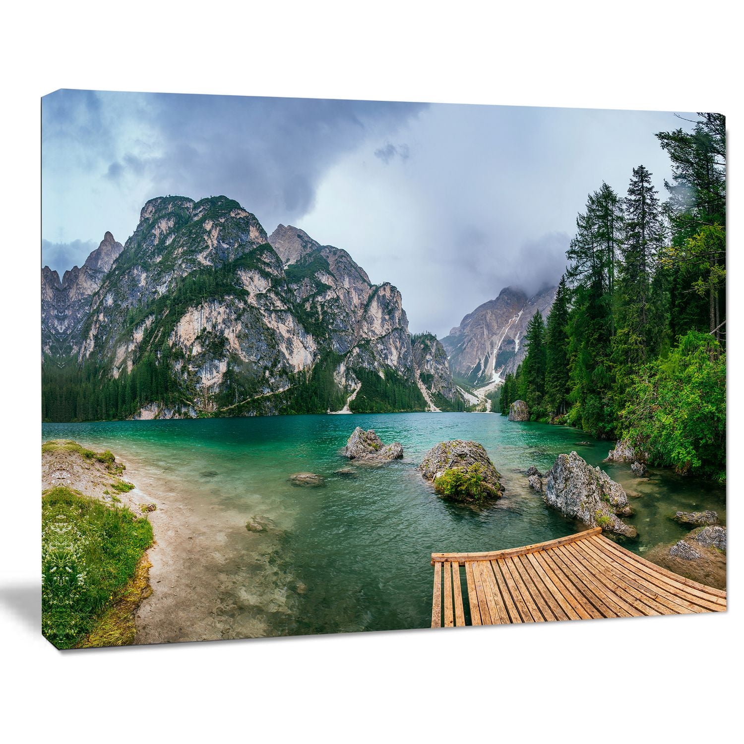 Click here for Designart Design Art Lake Between Mountains Landsc... prices