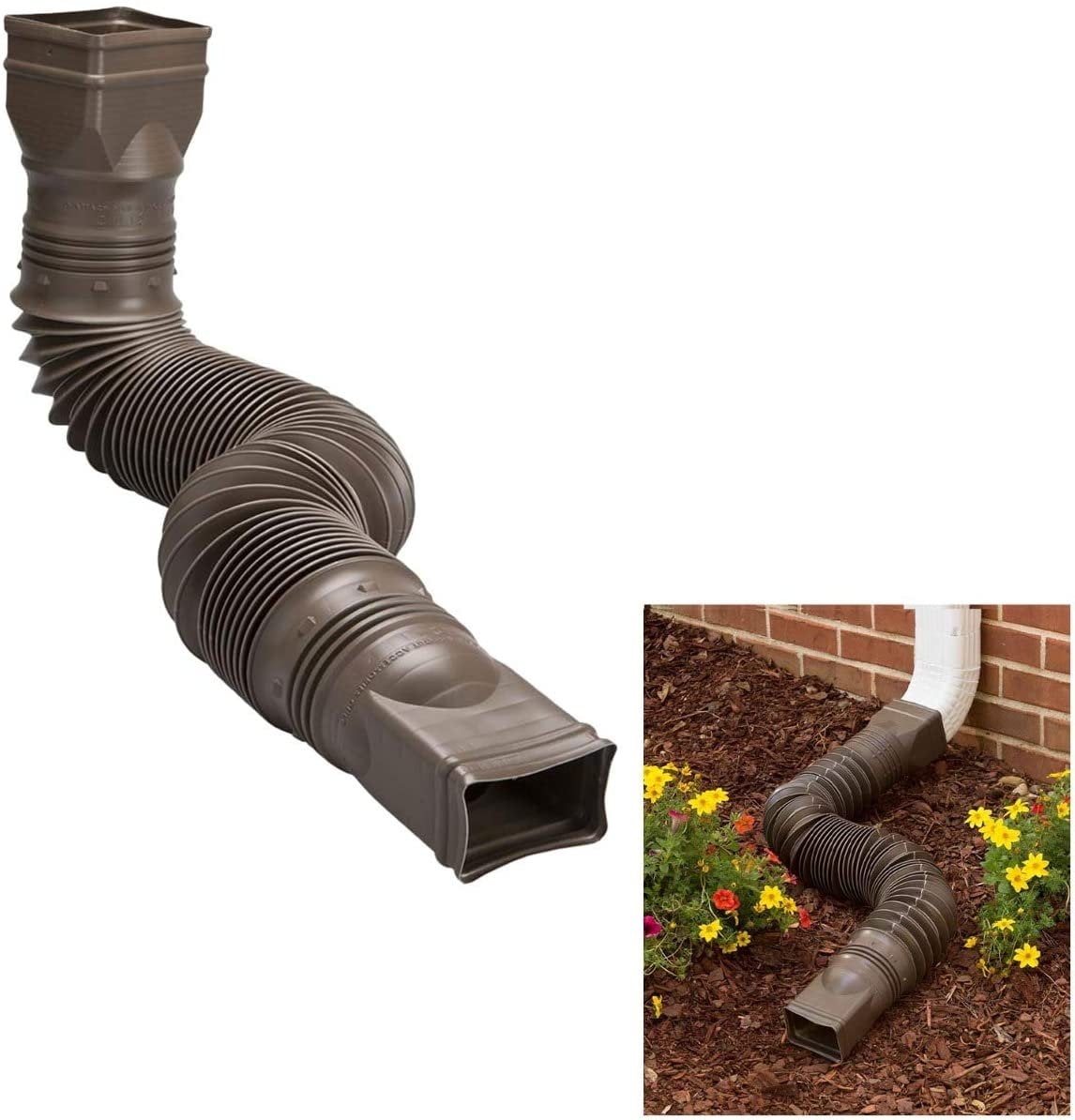 Amerimax Brown Flexible Downspout Extension Gutter Connector Rainwater ...