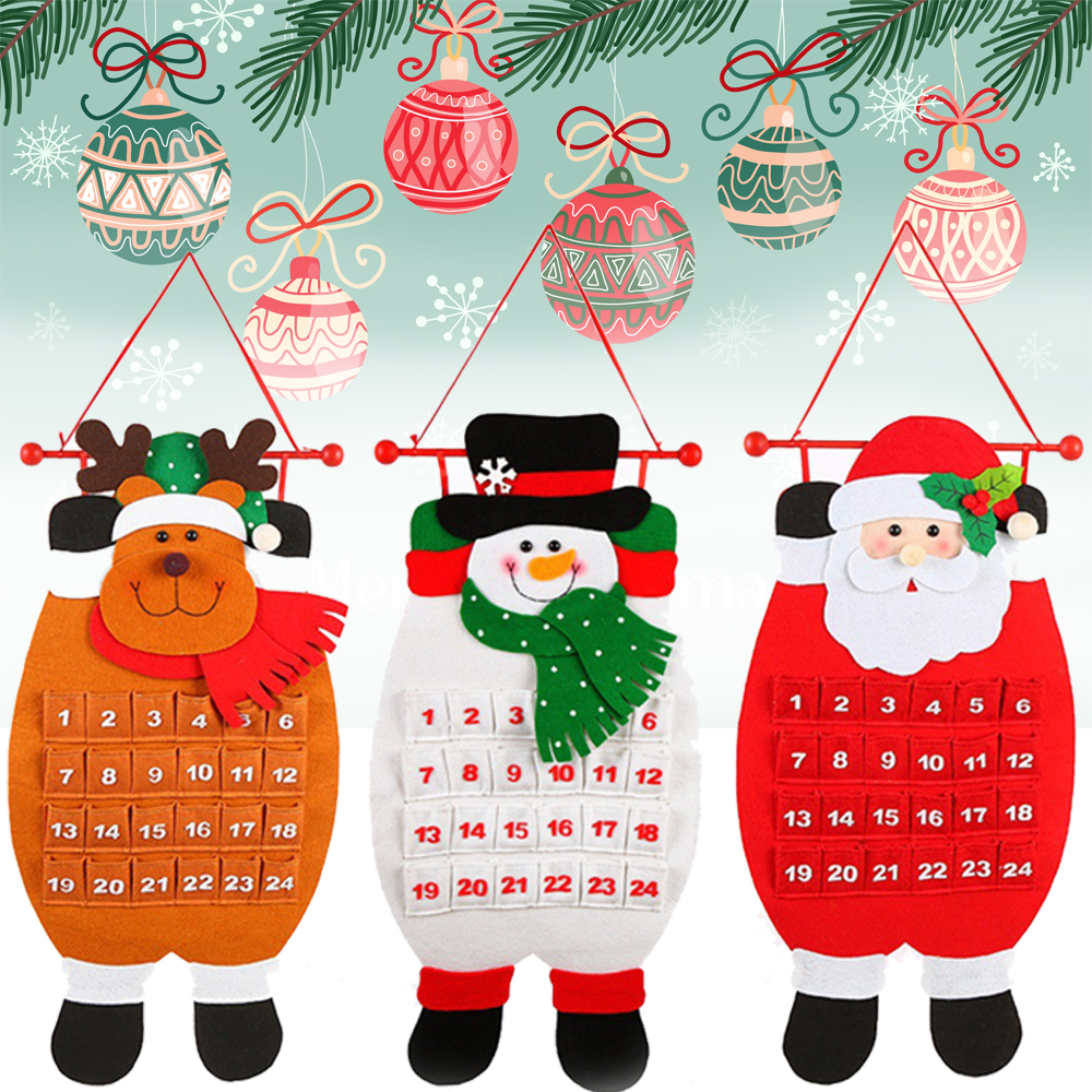 Felt Christmas Advent Calendar 2022, Wall Santa Advent Calendar with ...