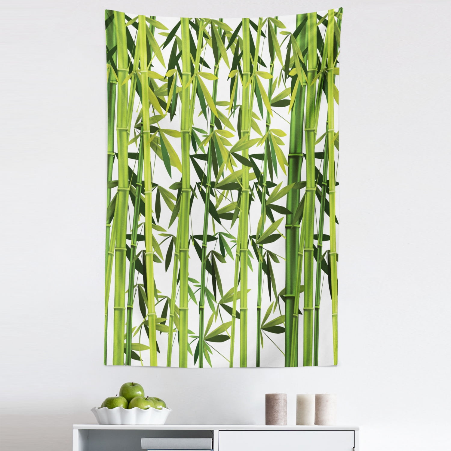 Bamboo Print Tapestry, Fresh Green Plant with Leaves in Garden Nature ...