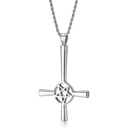 Stainless Steel Gothic Pentacle Pentagram Star Satanic Satan Pagan ...