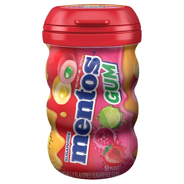 Mentos Curvy Bottle Red Lime Fruit Gum - 3.53oz - Walmart.com - Walmart.com