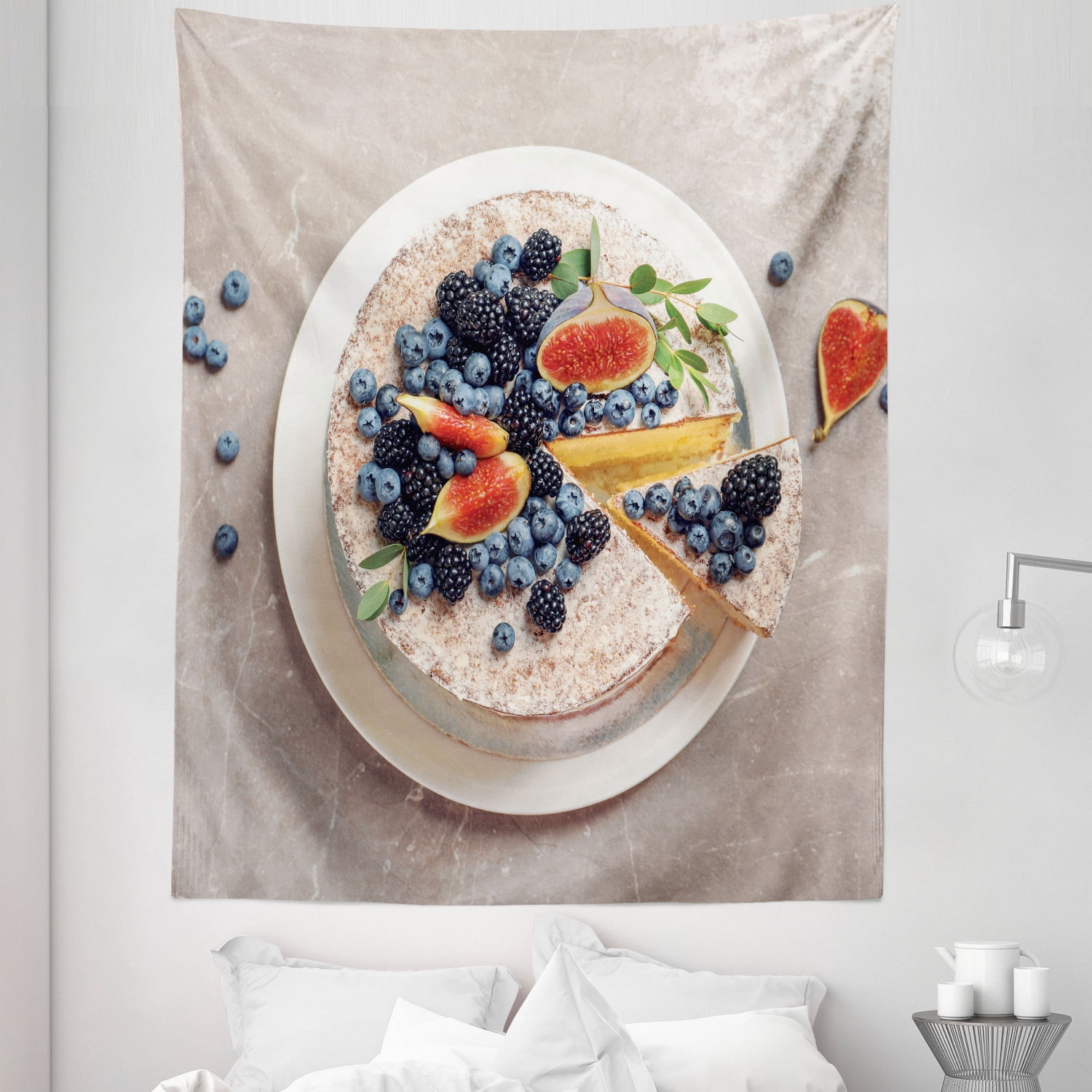 Food Tapestry, Dessert Delicious Cake with Fresh Berries and Figs Top ...