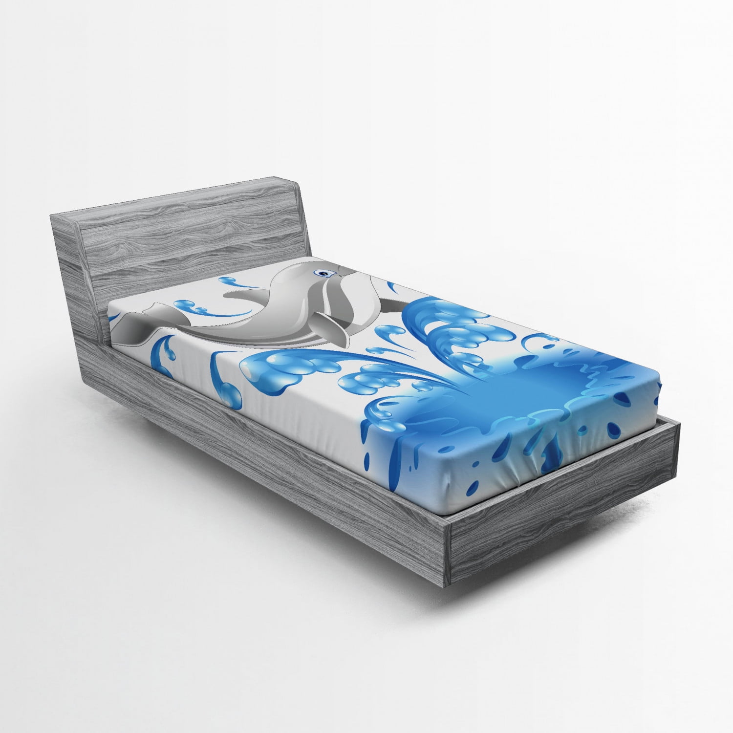 Sea Animals Fitted Sheet, Jumping Dolphin Animal Character Cartoon ...