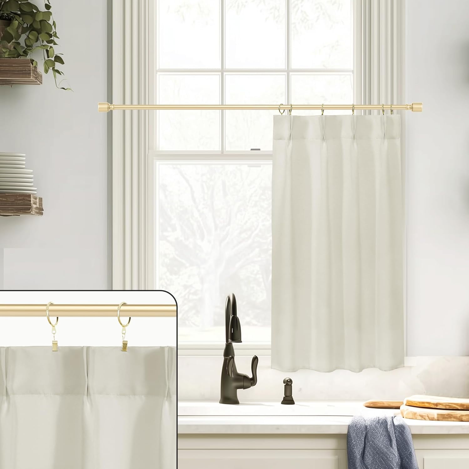 Click here for Siabc-Cream Blackout Small Window Curtains For Kit... prices