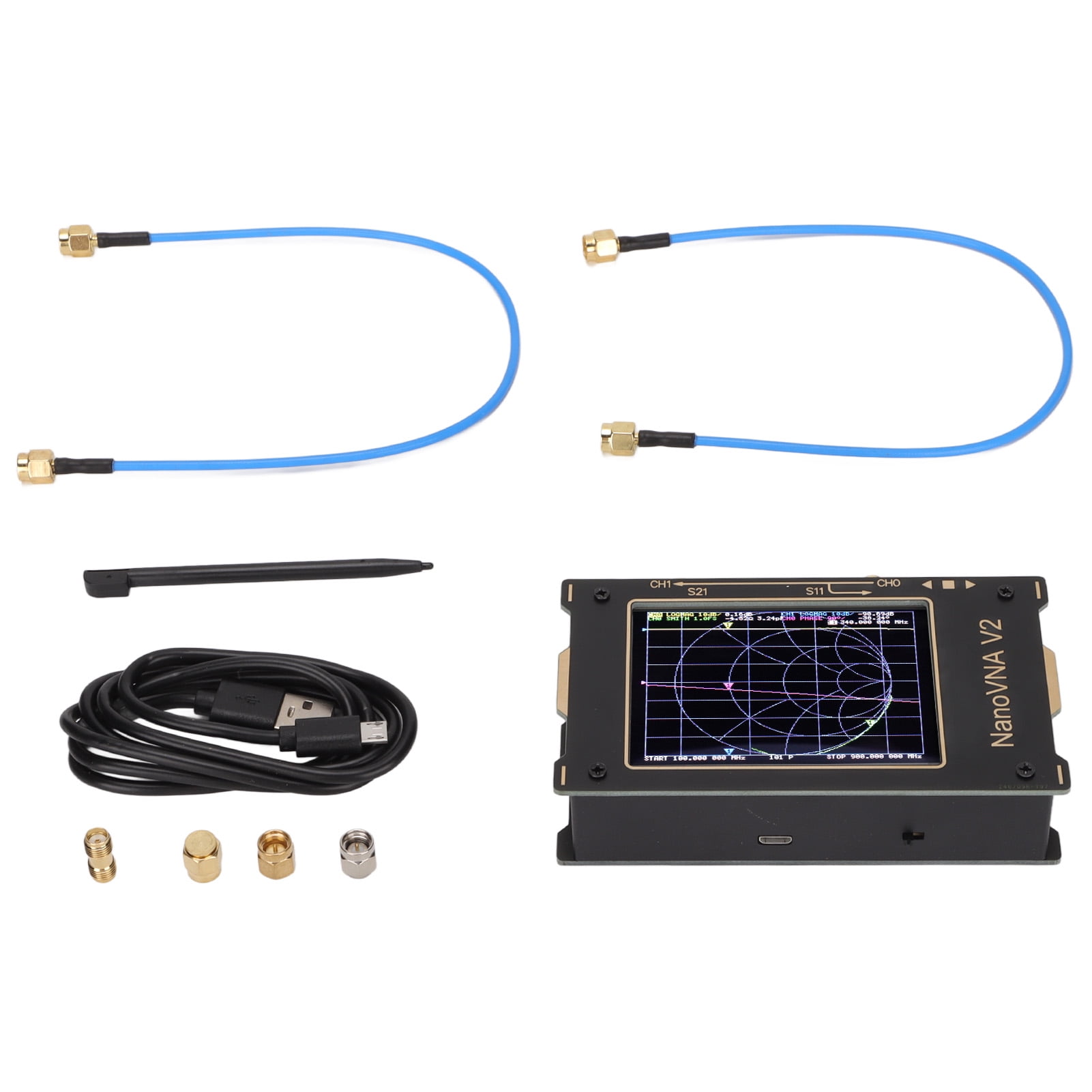 Analizador de Internet vectorial NikouMX NanoVNA V2 Analizador de espectro HF VHF UHF 50kHz a ...