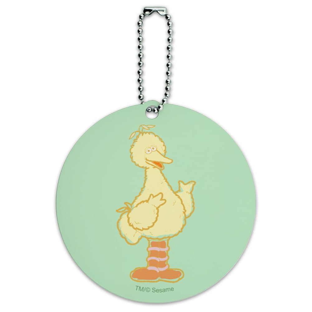 Sesame Street Big Bird Distressed Round Luggage ID Tag Card Suitcase ...