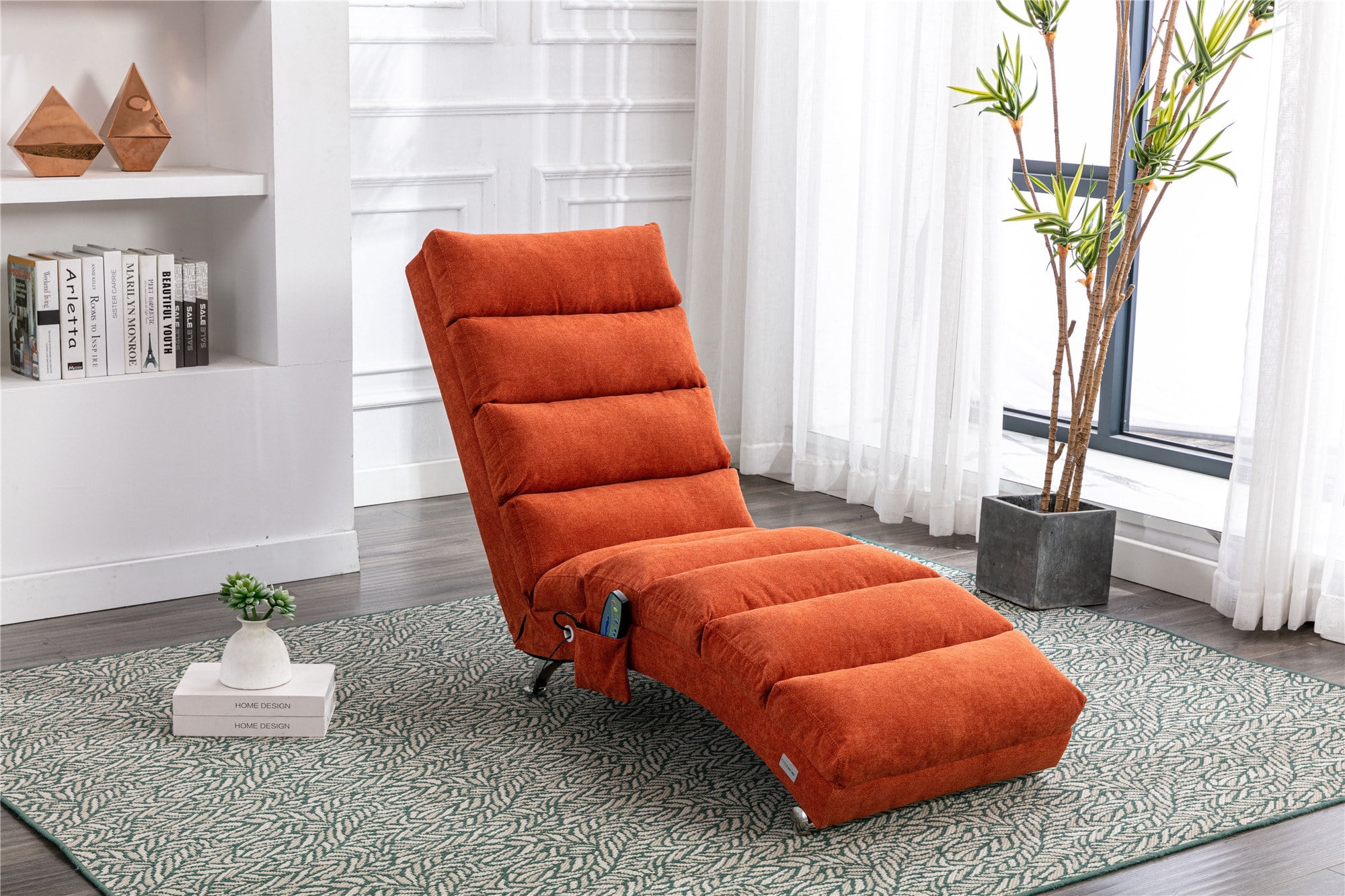 Indoor Chaise Lounge Chair, Linen Electric Massage Recliner Sleeper ...
