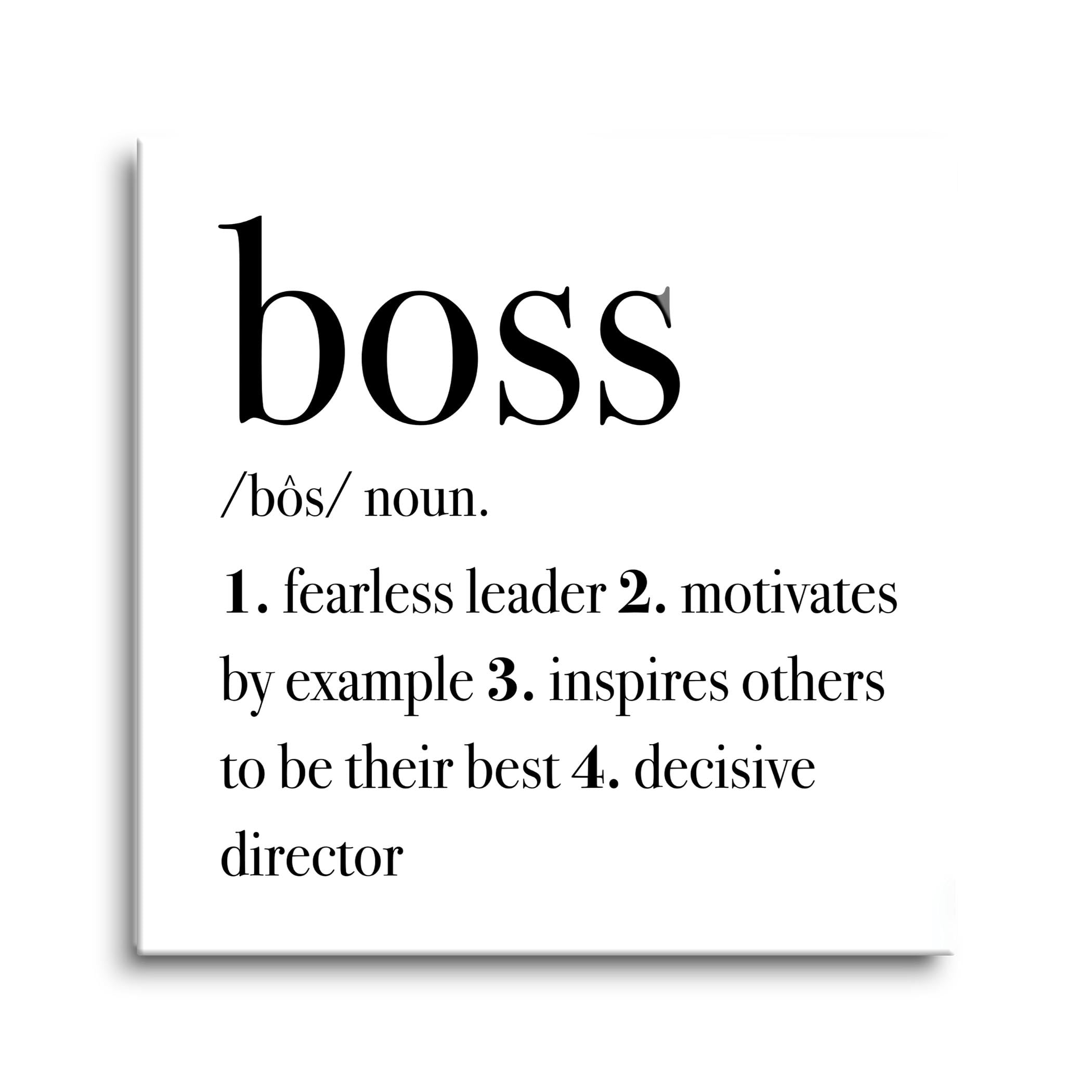 Boss Fearless Leader Black Script 24 x 24 Glass Wall Hanging Sign ...