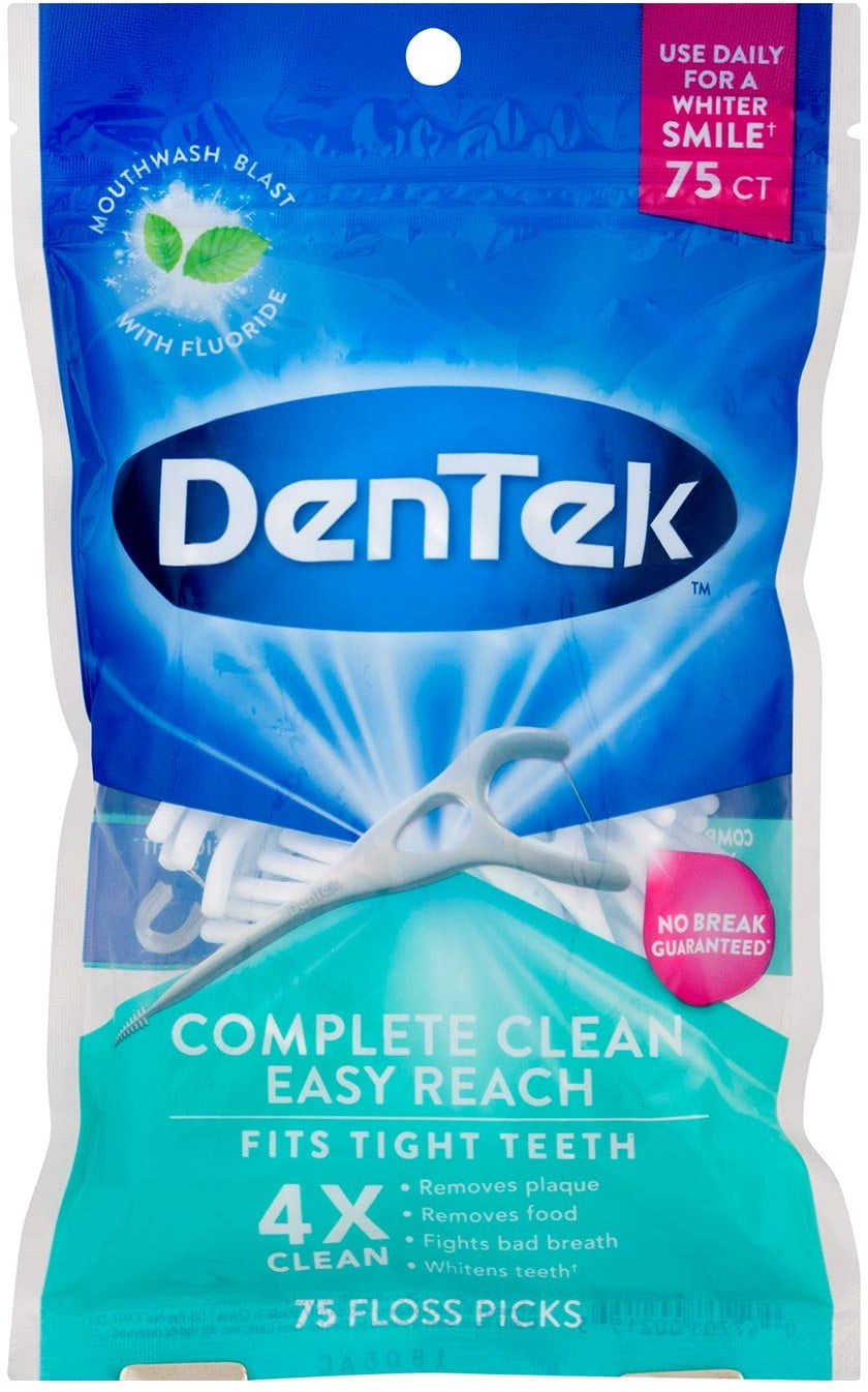 DenTek Complete Clean Fresh Mint Angled Floss Picks 75 ea (Pack of 2 ...