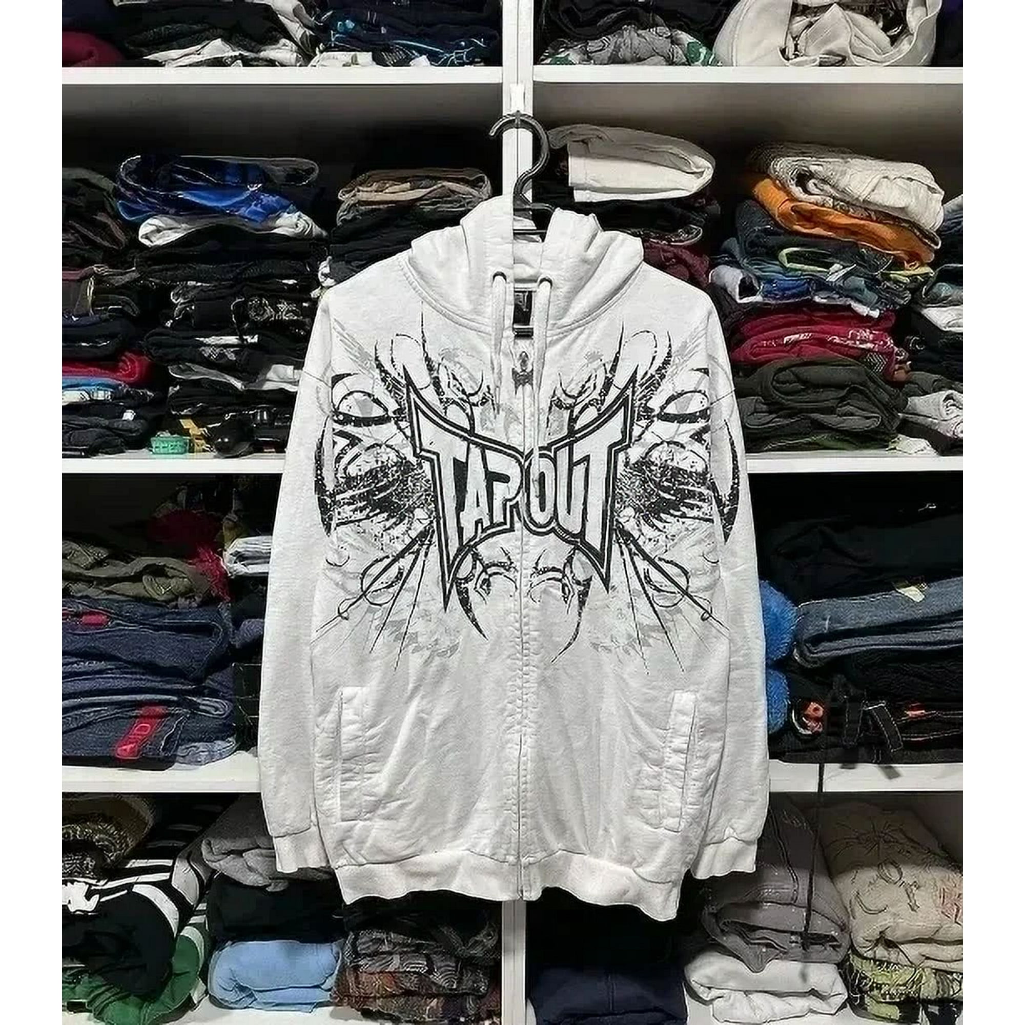 Click here for Wcfw Retro Graphic Print Tapout Zipper Hoodie Y2k... prices