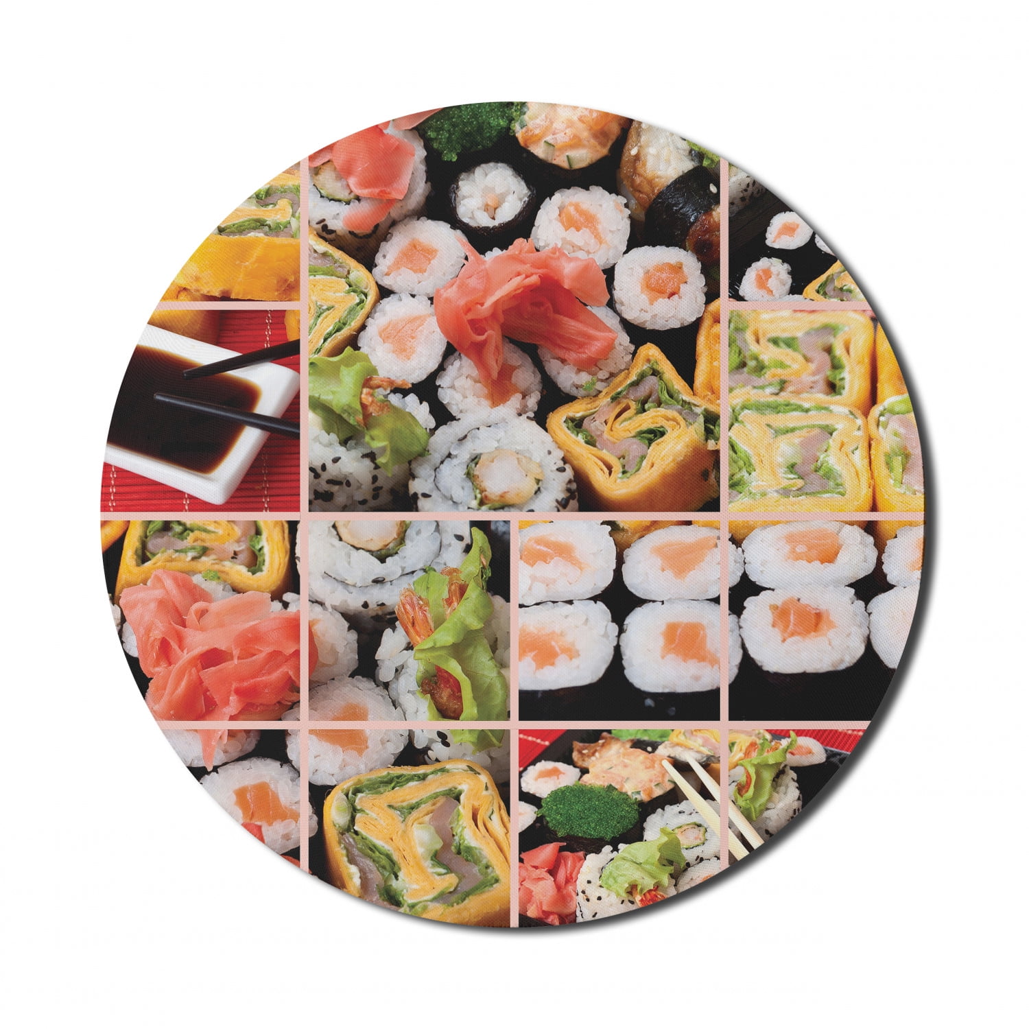Japanese Mouse Pad for Computers, Cuisine Sushi Fish Raw Meat Rolls ...