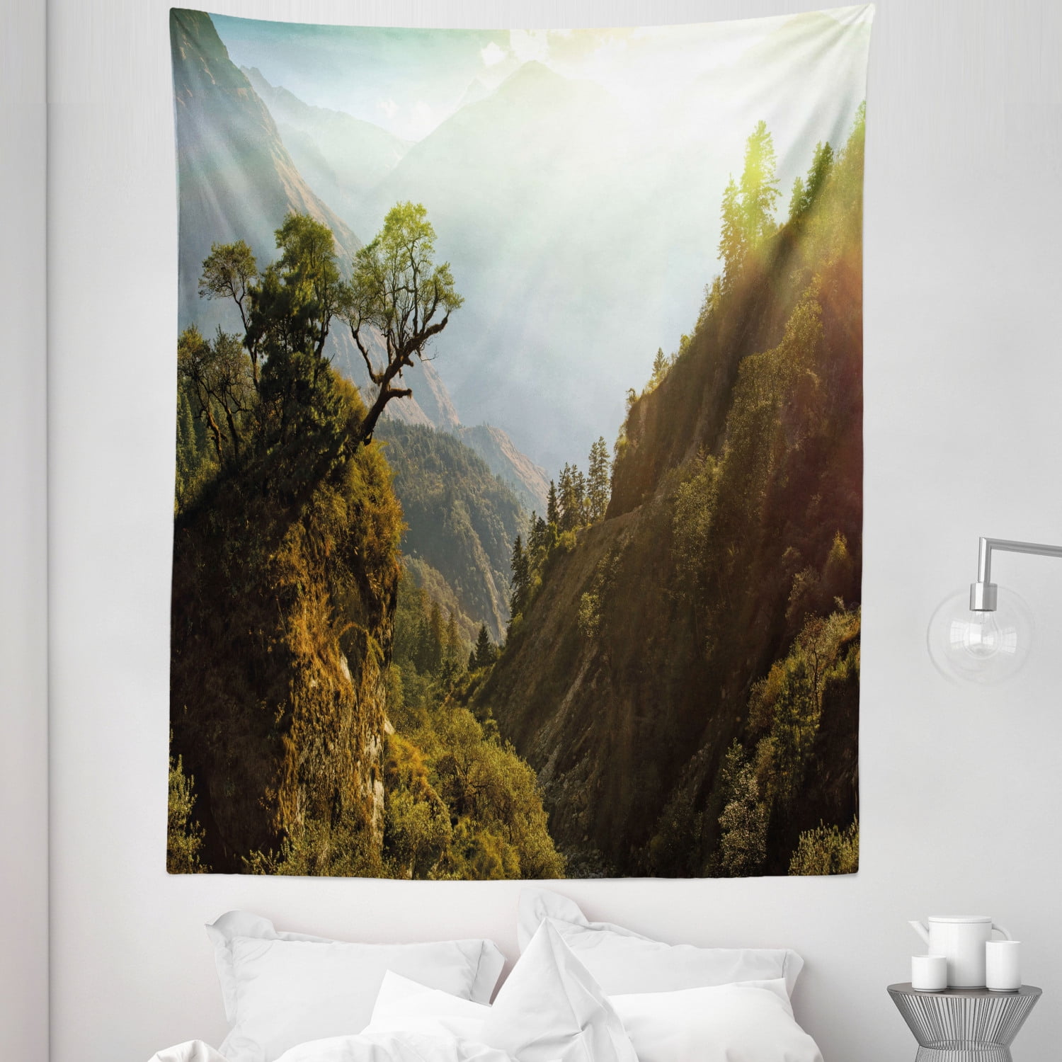 Landscape Tapestry, Forest Nepal Himalaya Mountains Sunlight Majestic ...