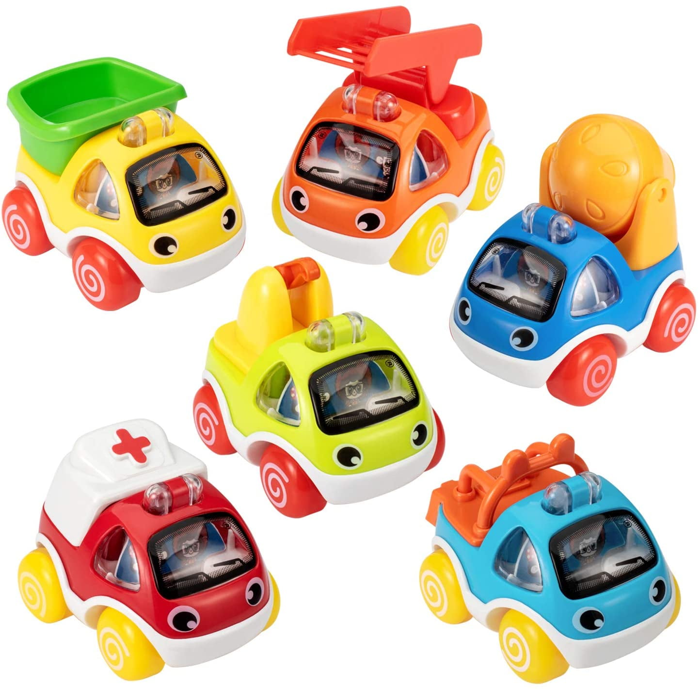 Mimifly Cars Toy for 1 2 3 Years Old Kids, 6 Pieces Pull Back Toy Cars ...