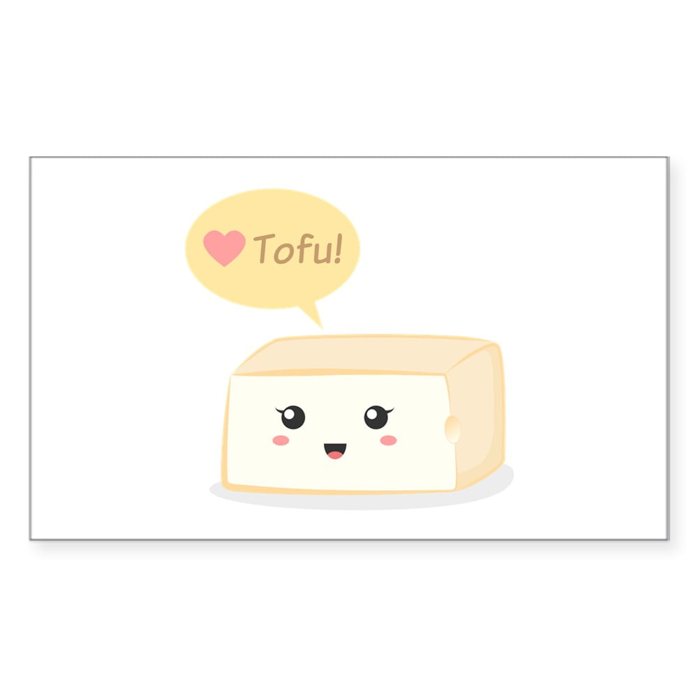 CafePress - Kawaii Tofu Asking People To Love Tofu Sticker (Re ...