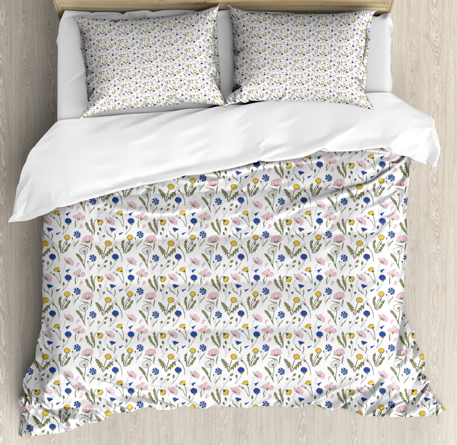 Dandelion Duvet Cover Set Queen Size, Repeating Elements Spring Season ...