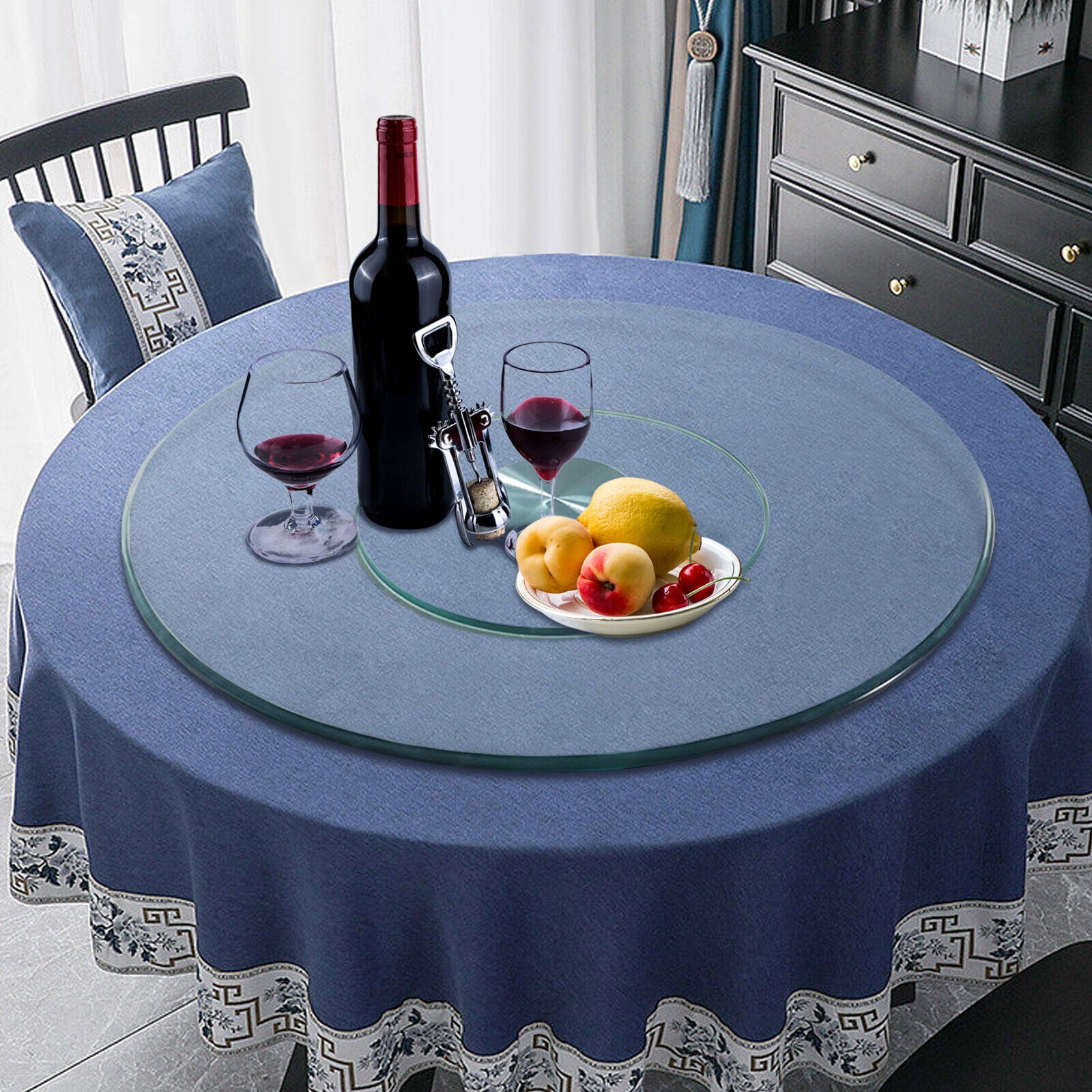 31.5" Glass Turntable Dining Table Centerpiece Large Tabletop Rotation ...