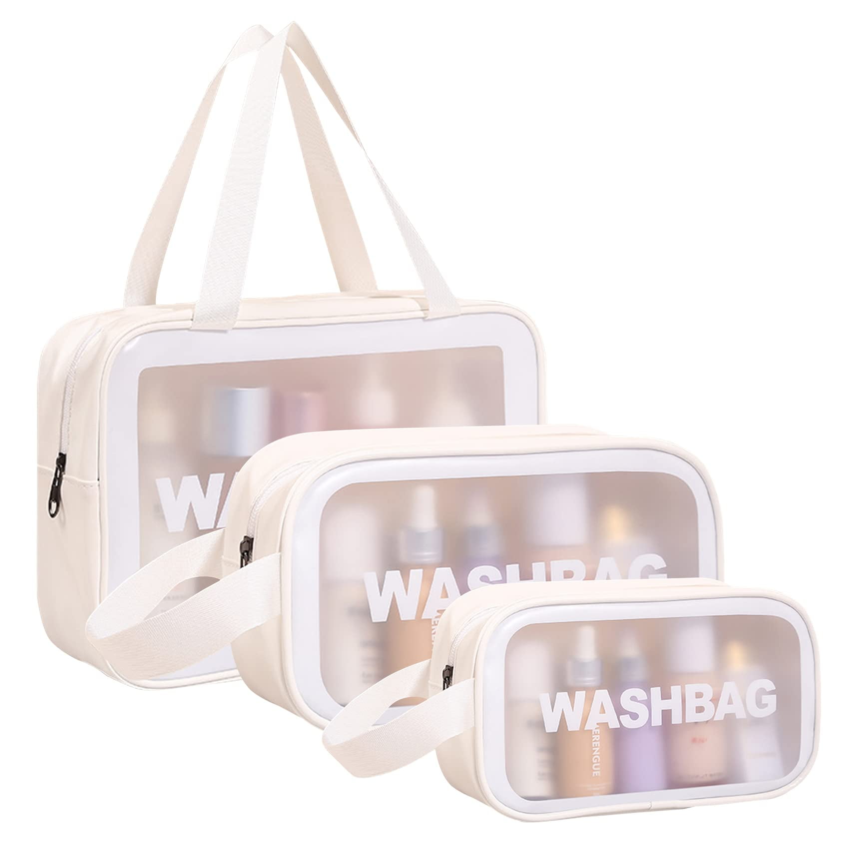 Portable Clear Toiletries Bag, Waterproof Toiletry Travel Bag,3 Pcs ...