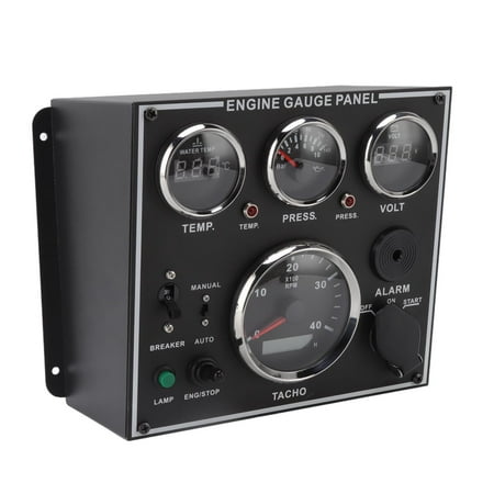 Engine Gauge Panel, Red Backlight High Accuracy Oil Volt Water Gauge ...