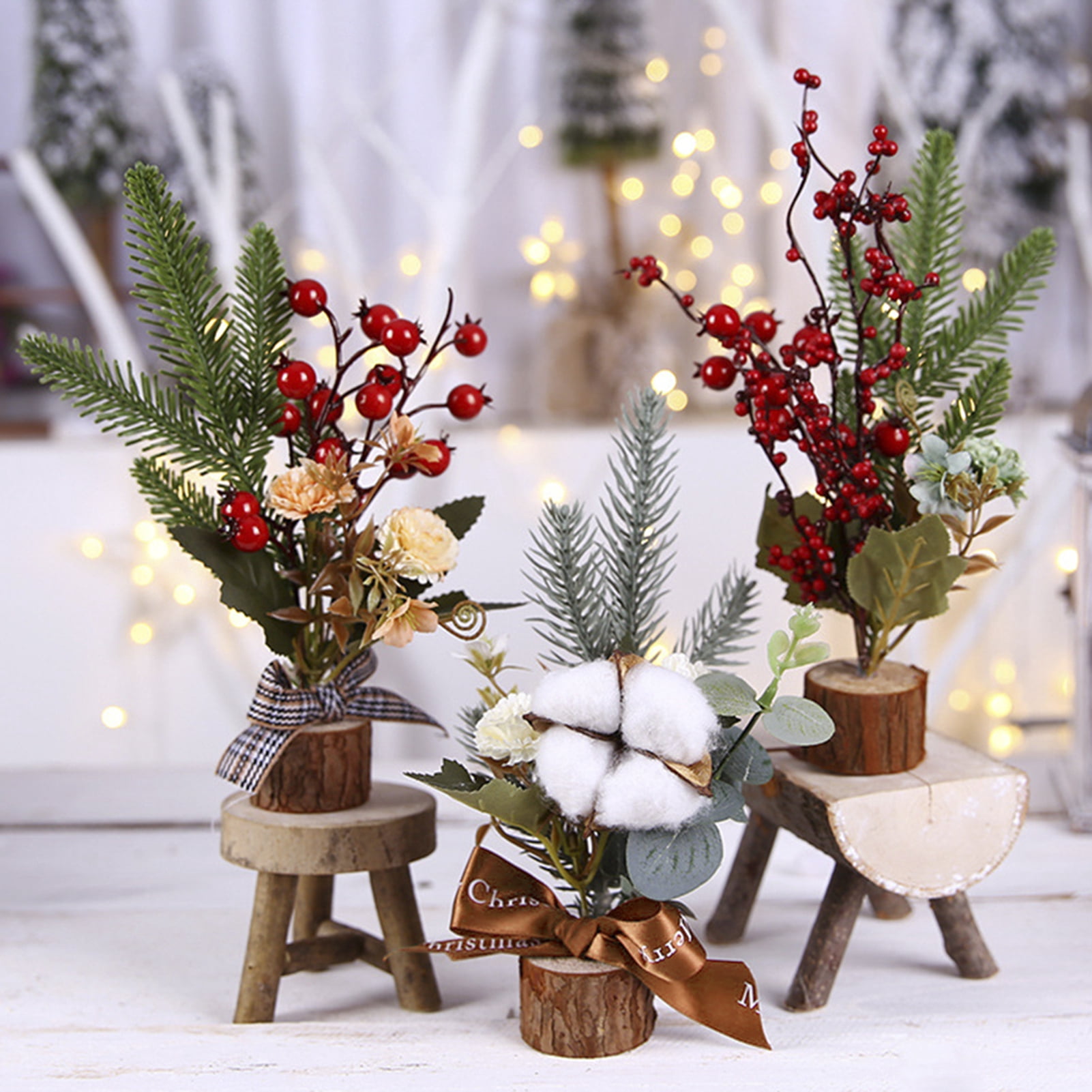Sunjoy Tech Holiday Fake Tree Branch Berry Flower Christmas Showcase ...