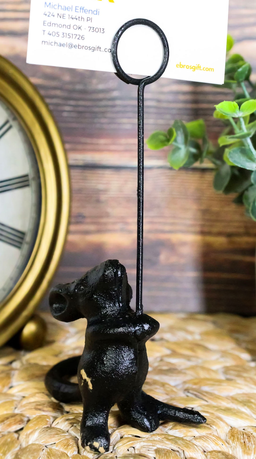 Pack Of 2 Cast Iron Black Standing Mouse Hamster Note Or Card Holder ...