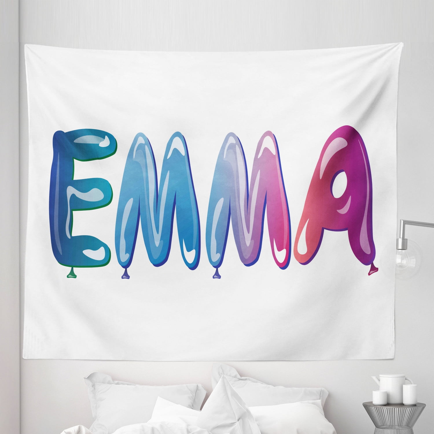 Emma Tapestry, Feminine Girl Name Design with Ornate Balloons ...