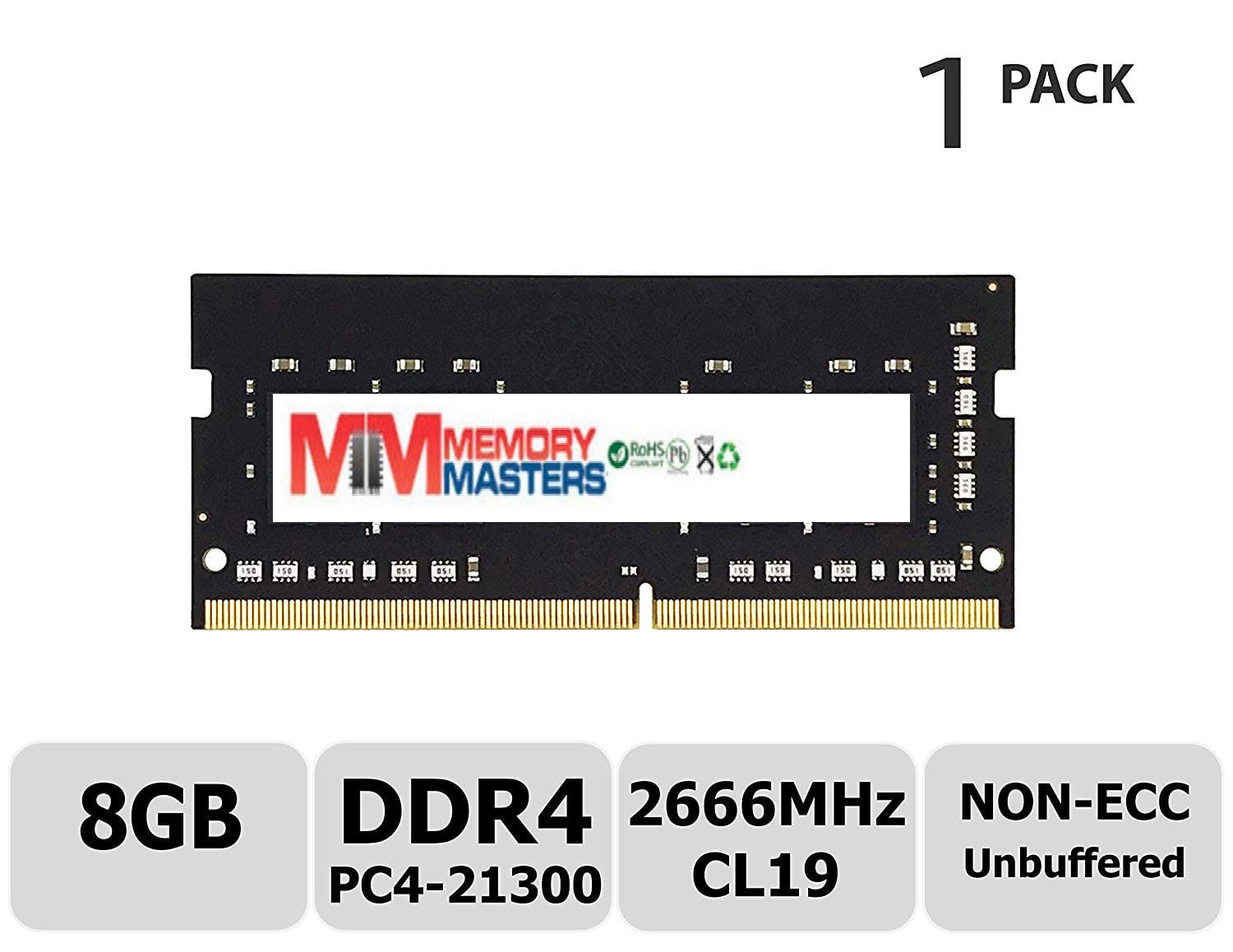 MemoryMasters 8GB DDR4 2666MHz PC4-21300 Unbuffered Non-ECC 1.2V CL19 ...