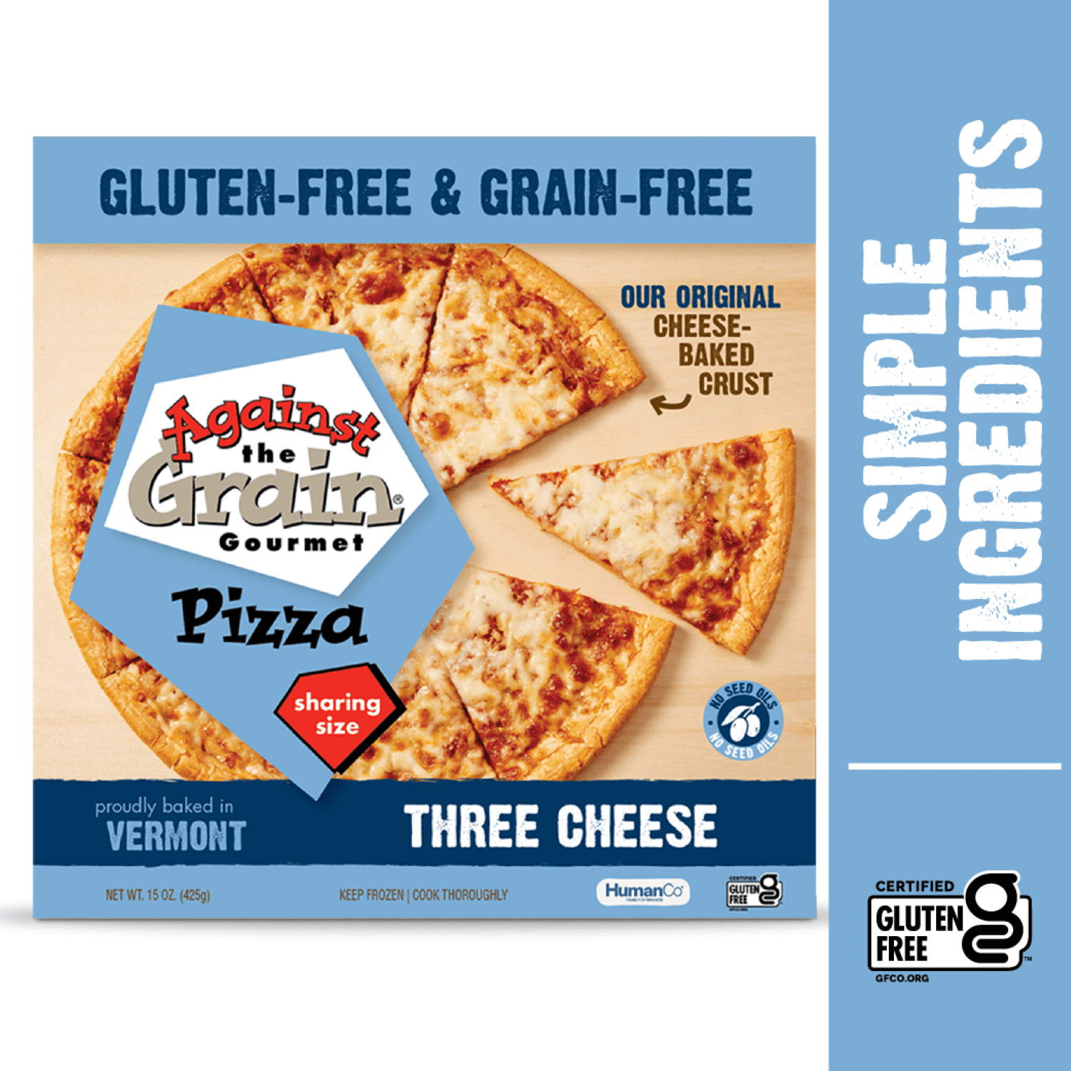Against the Grain Gluten Free Pizza Three Cheese Frozen Pizza 10 inch 15 oz