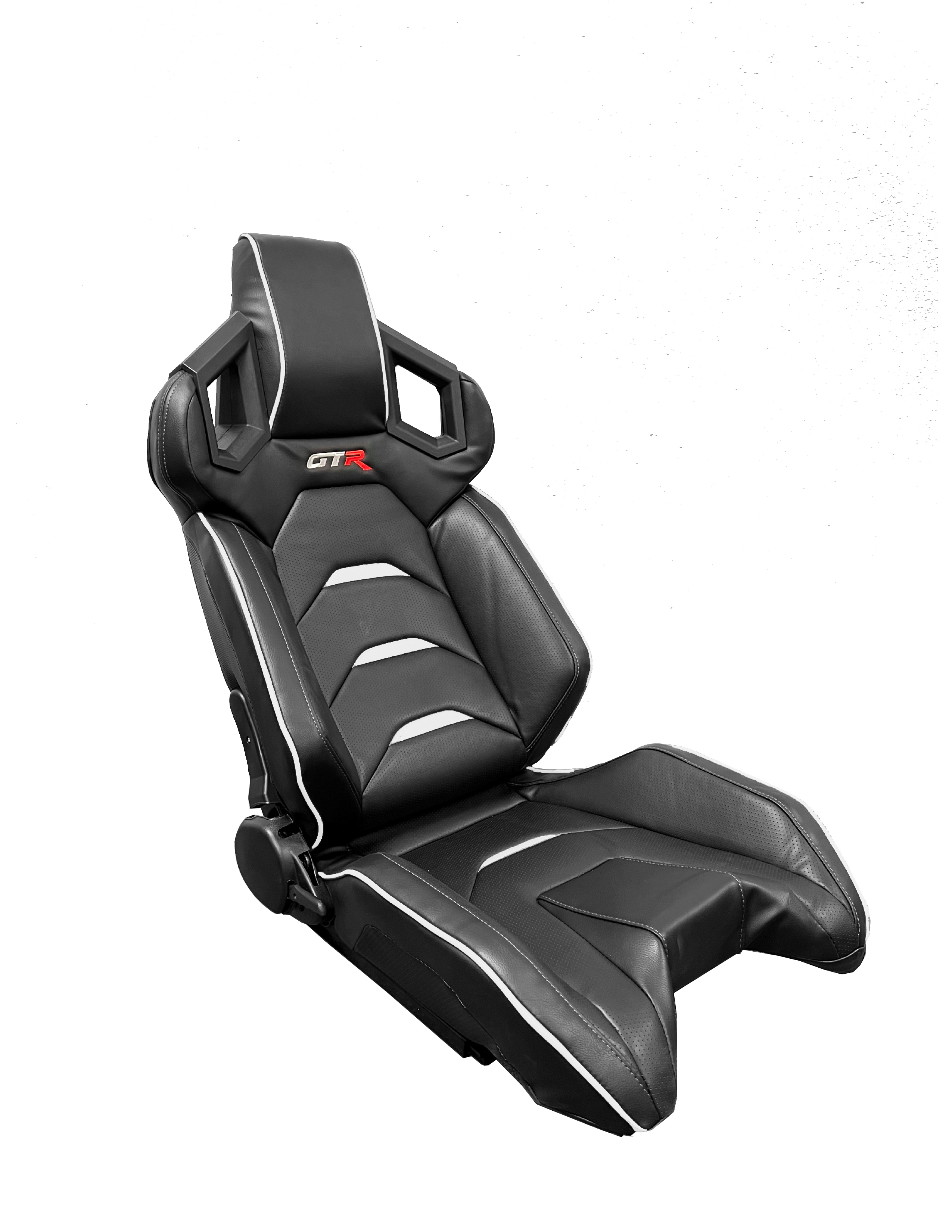 GTR Black/White Pista Premium Adjustable Leatherette Racing Seat Pista ...