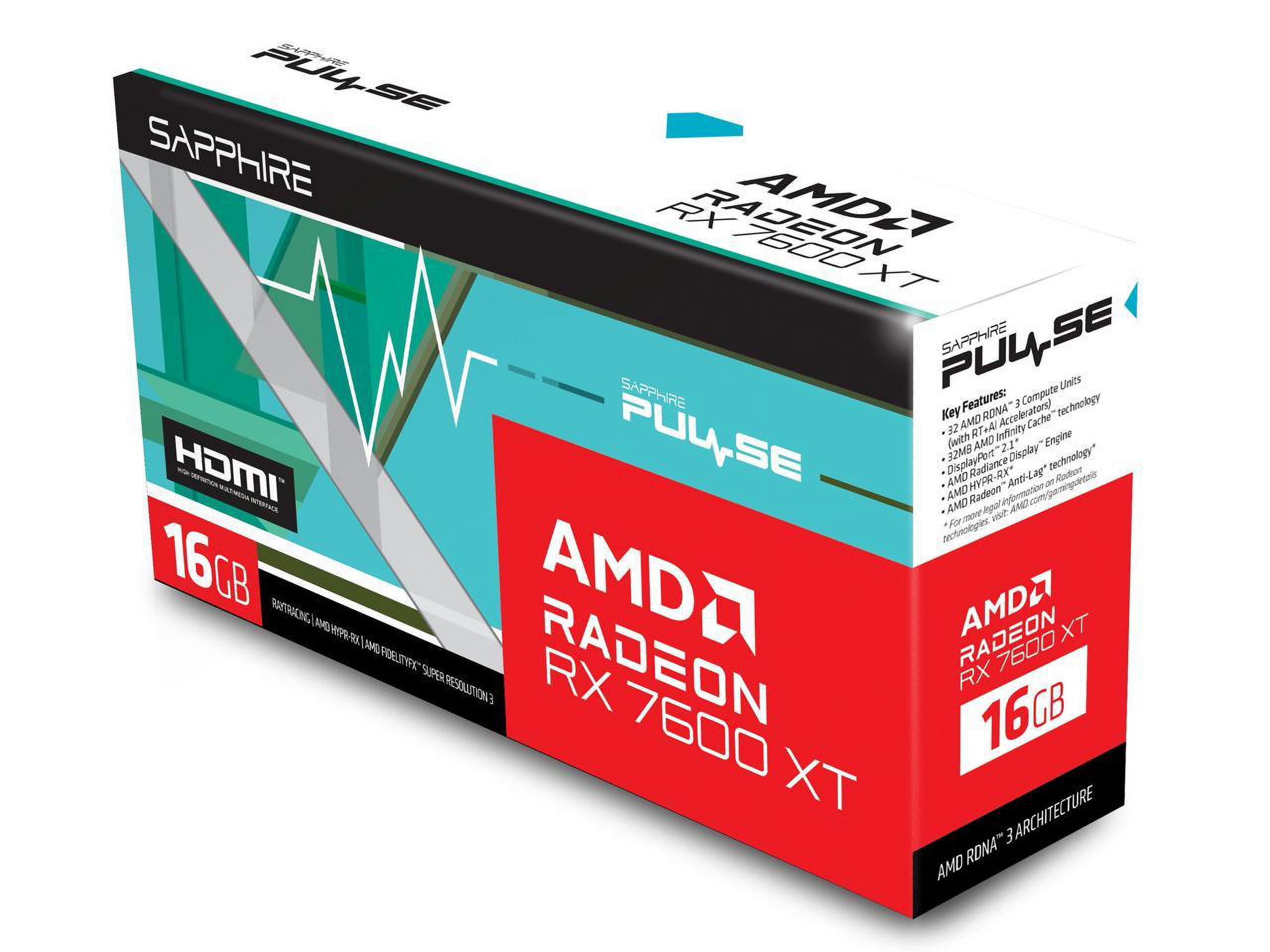 SAPPHIRE PULSE RX 7600 XT 16GB GDDR6 PCI Express 4.0 Video Card in ...