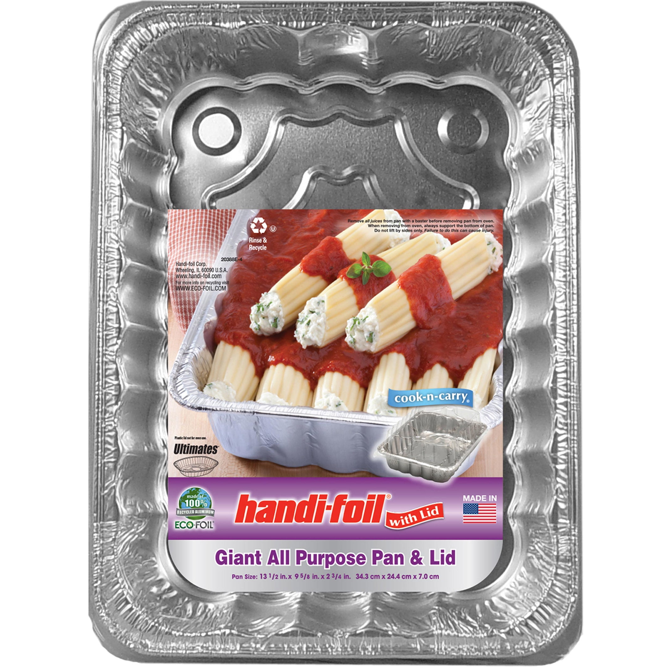 Handi-Foil Aluminum Foil Giant All Purpose Pan with Lid, 1 Count 13.5 ...
