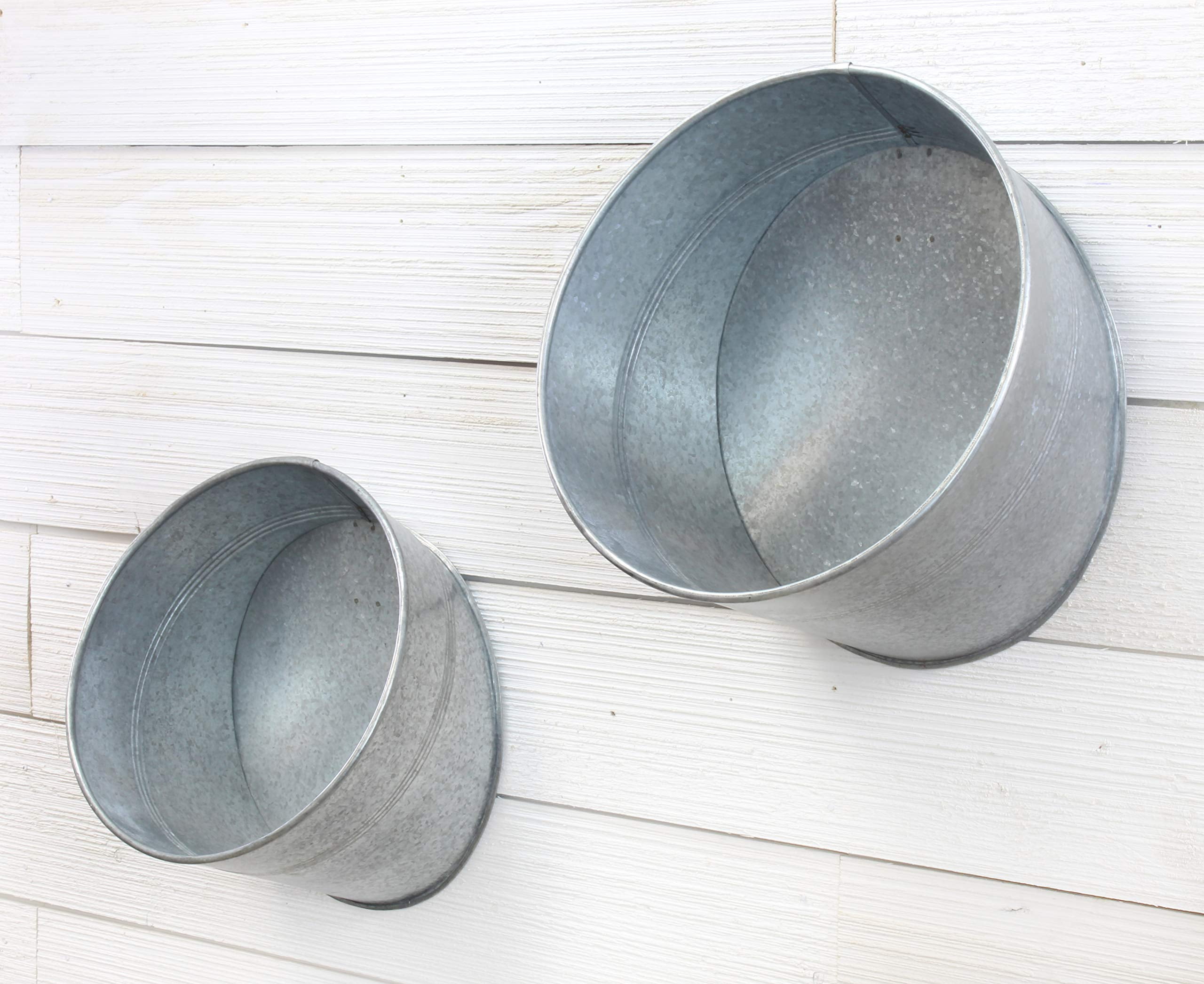 ; Farmhouse Decor Planters Wall Vases or Containers Set of 2 Galvanized ...