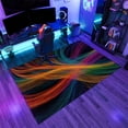 Abstract Colorful Lines Area Rugs, Modern Pattern Carpet, Washable Non ...