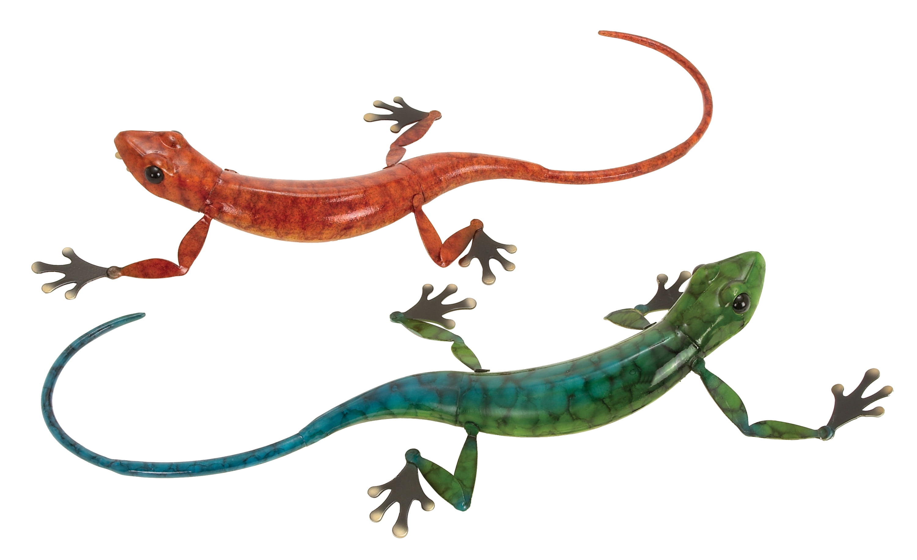 22"W, 5"H Multi Colored Metal Lizard Sculpture, by DecMode (2 Count ...