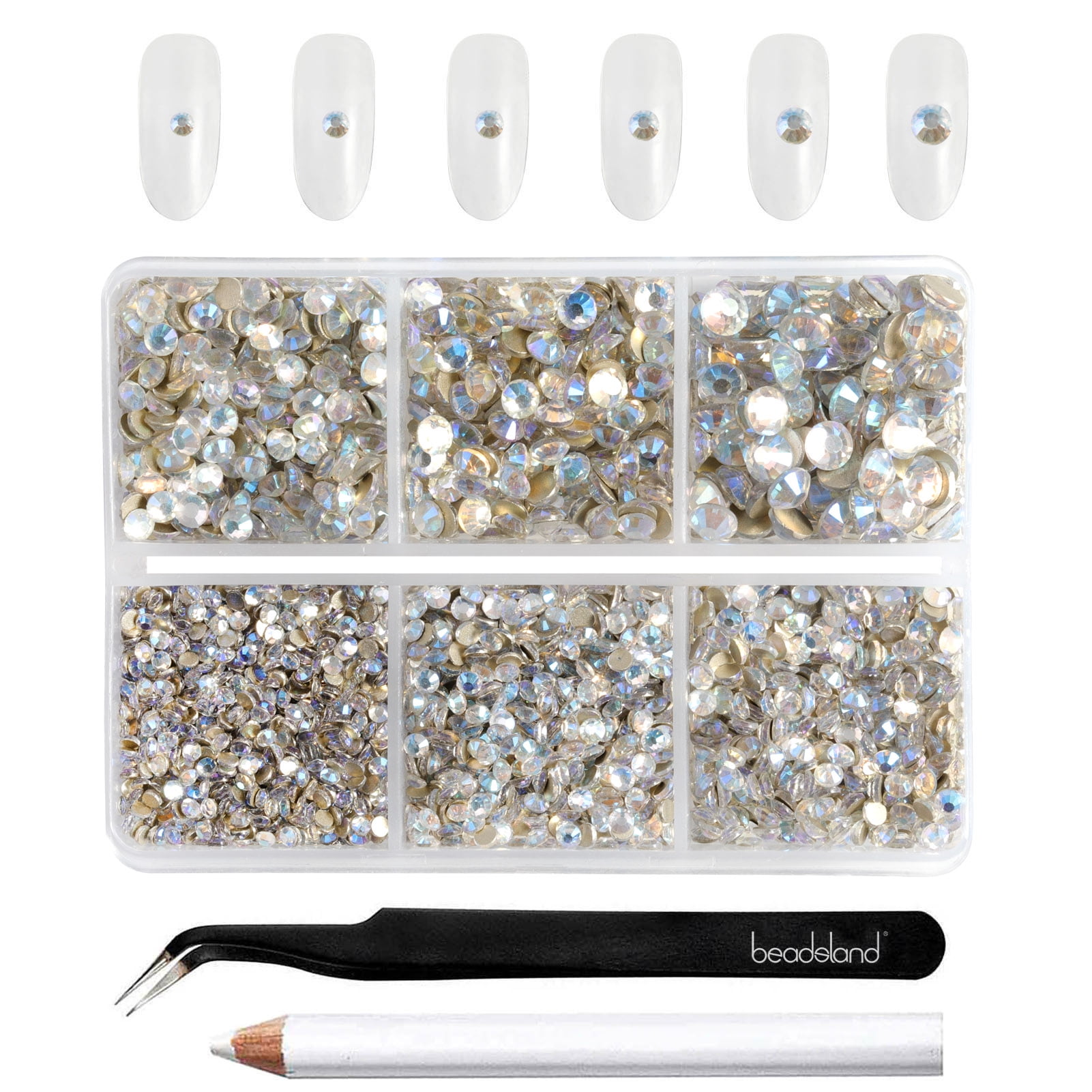 Beadsland 4300pcs Flatback Rhinestones kit for Crafts mixed 6 Sizes，SS6 ...