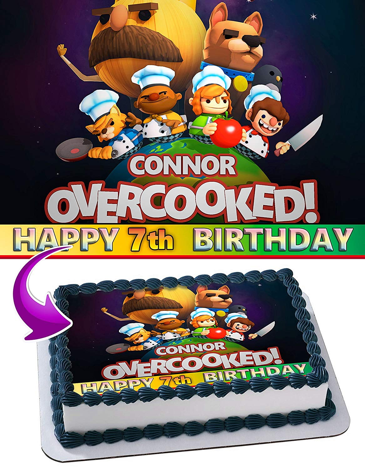 Overcooked - Edible Cake Topper - 11.7 x 17.5 Inches 1/2 Sheet ...