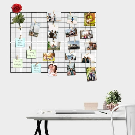 Wire Wall Grid Panel for Photo Display, DIY Iron Picture Frames Collage ...