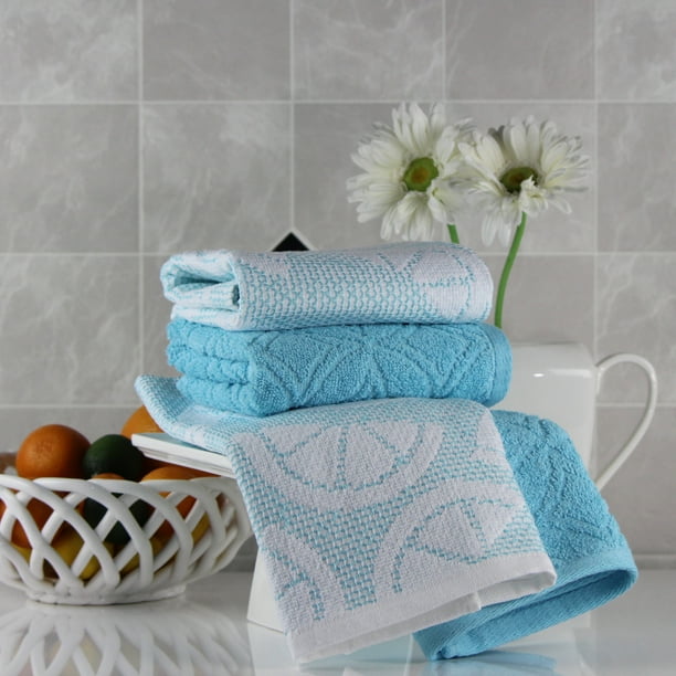 Freshee with Intellifresh Technology, 4 Pack, Kitchen Towel Set, Aqua ...