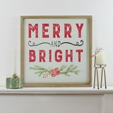 Northlight 16" Wooden Framed "Merry And Bright" Metal Christmas Sign ...