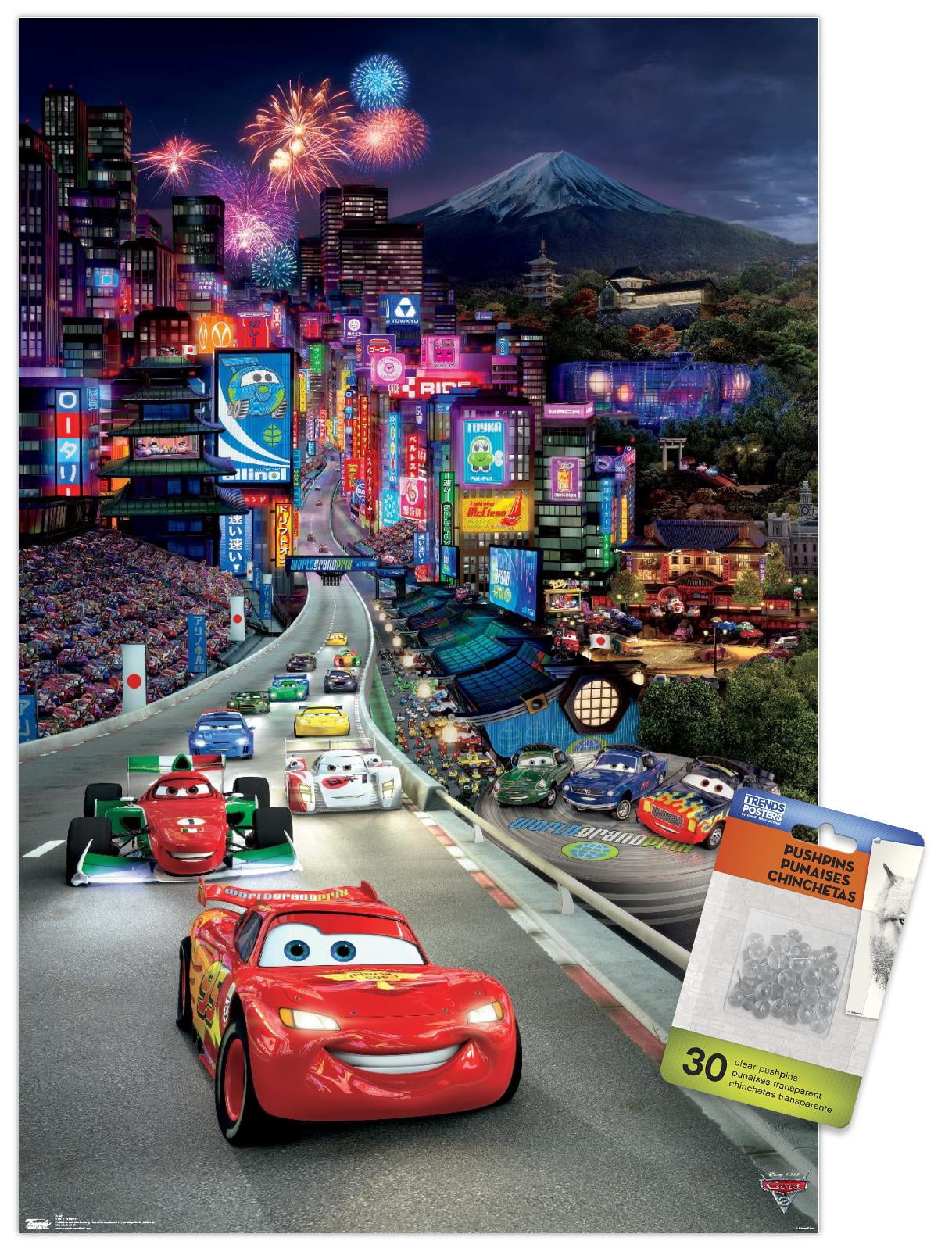 Disney Pixar Cars 2 - Triptych 1 Wall Poster with Push Pins, 14.725" x ...