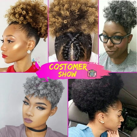 enqiretly Afro Synthetic Hair Bun Curly Ponytail Puff Extension ...