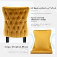 Oduse Daily Set Of 6 Yellow Velvet Dining Chairs Solid Wood Back