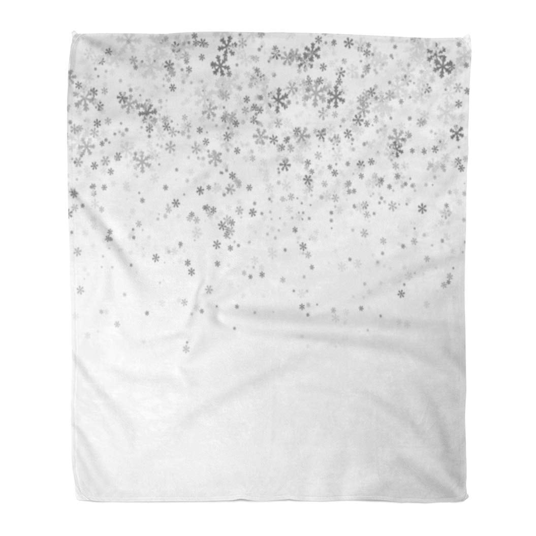 ASHLEIGH Flannel Throw Blanket Black Dust Falling Gray Snowflakes on ...