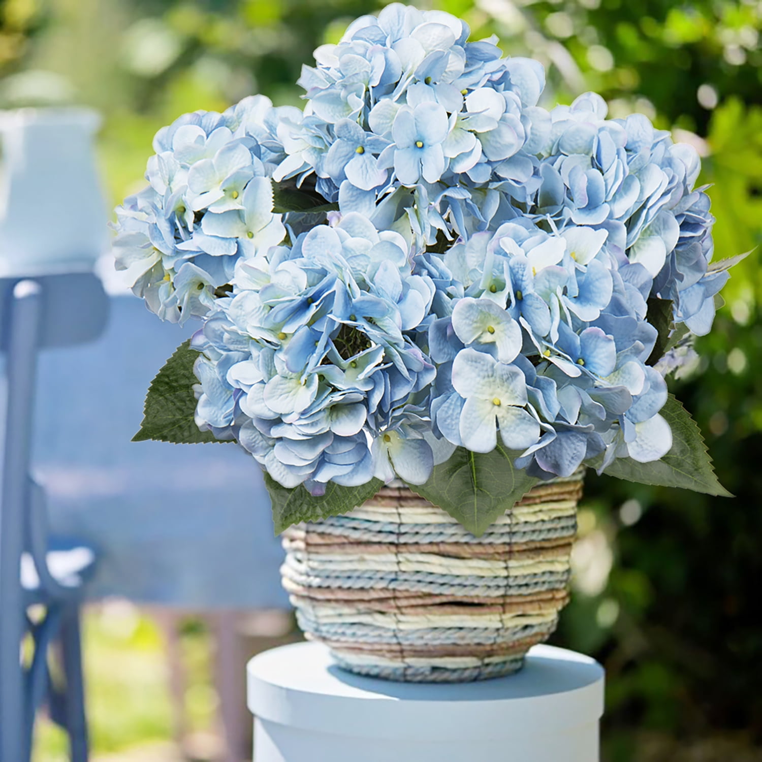 Blue Hydrangea Artificial Flowers Large Artificial Hydrangeas Silk Flowers for Home Decor Indoor Wedding Flowers Bouquets Faux Flowers Kitchen Centerpiece Table Decorations Walmart