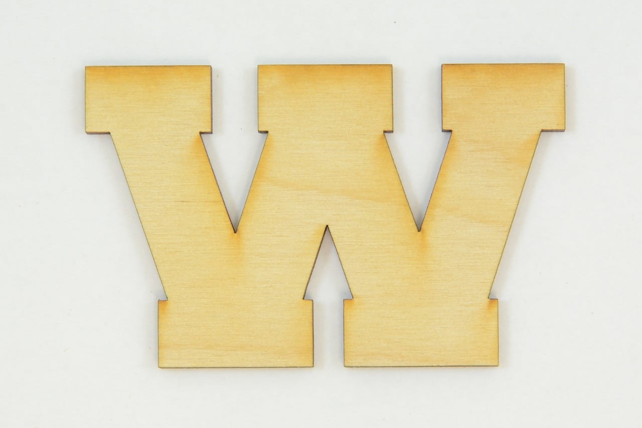 1 Pc, 6 Inch X 1/8 Inch Thick Collegiate Font Wood Letters W Easy To ...