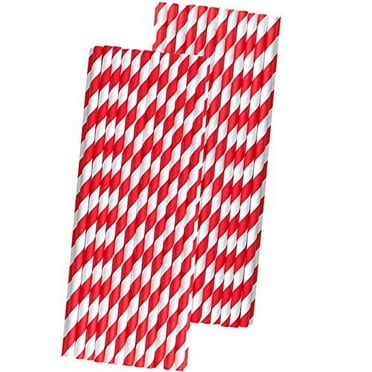 KOS 100 Paper Straws - Red and White Striped - Drinking Straw ...