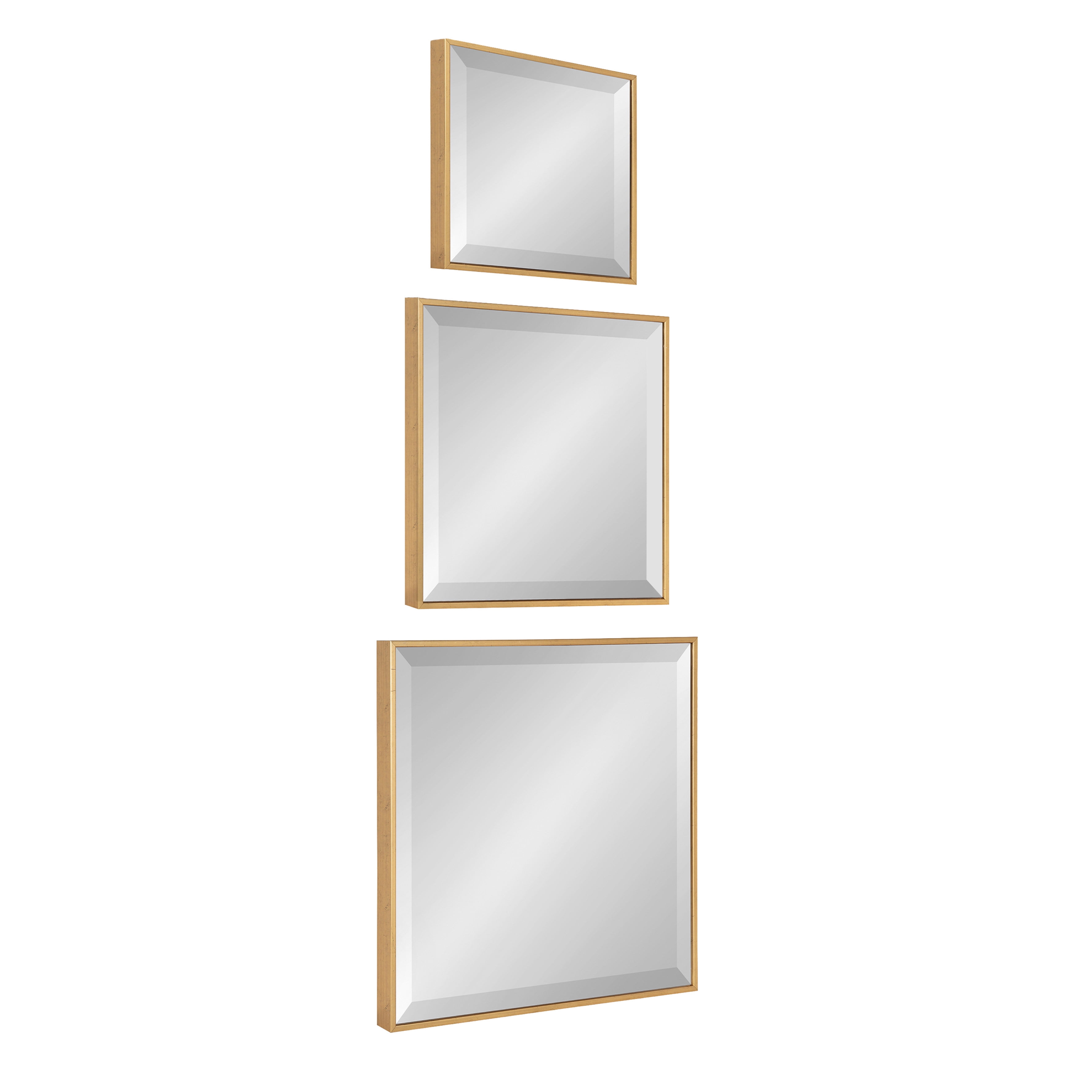 Kate and Laurel Rhodes Modern Square Mirror Set, Set of 3, Gold ...