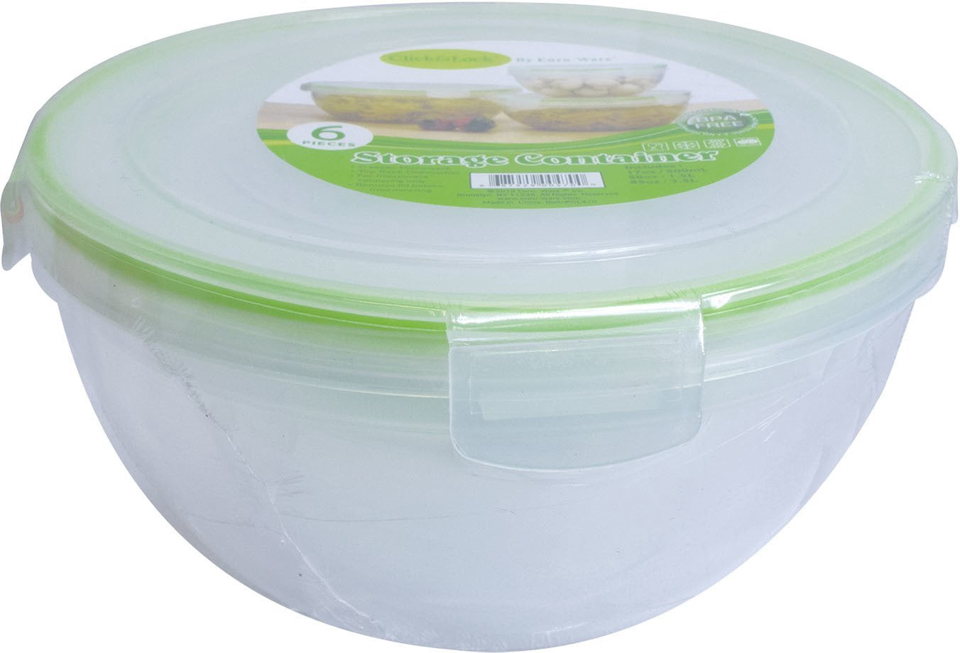 6 Piece Plastic Container w/Click & Lock Lids Set - 6 Units - Walmart.com