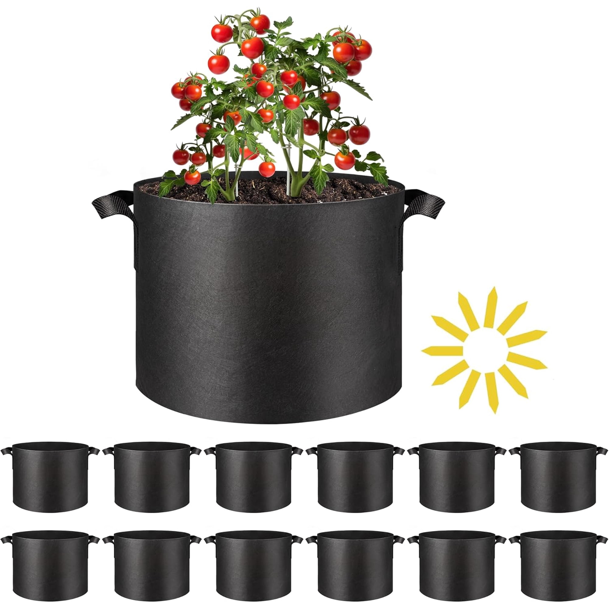 Click here for Siabc-Grow Bags 5 Gallon 12 Pack Planter Pots With... prices